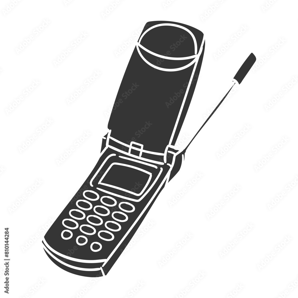 Old Mobil Phone Icon Silhouette Illustration. Retro Technology Vector ...