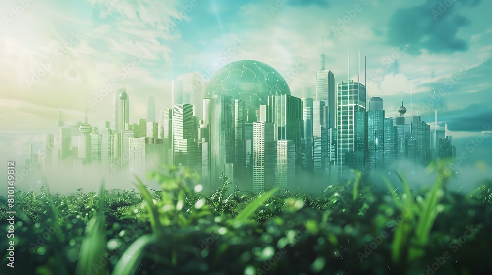 Modern city and environmental technology concept. Sustainable ...