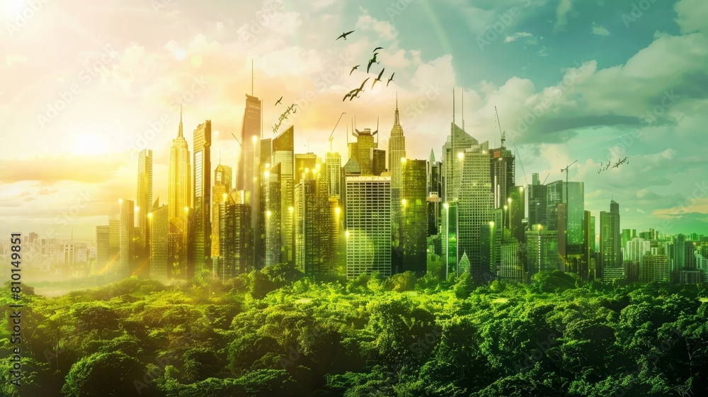 Modern city and environmental technology concept. Sustainable ...