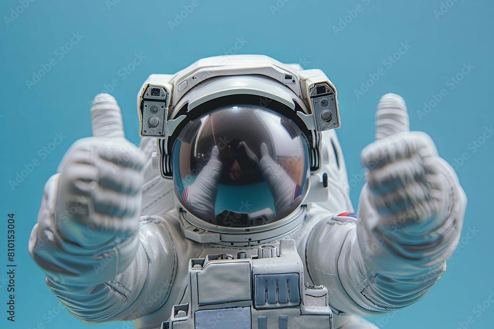 Astronaut giving thumbs up to camera - Astronaut in white space suit ...