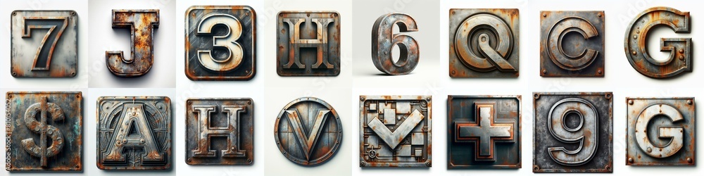 Meatal grange and rusty Lettering Typeface. AI generated illustration ...