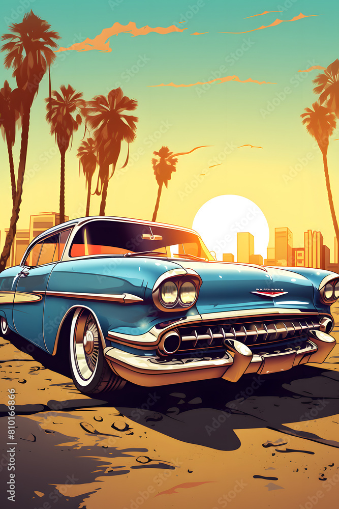 illustrated low rider on beach road, low rider, beach road low rider ...