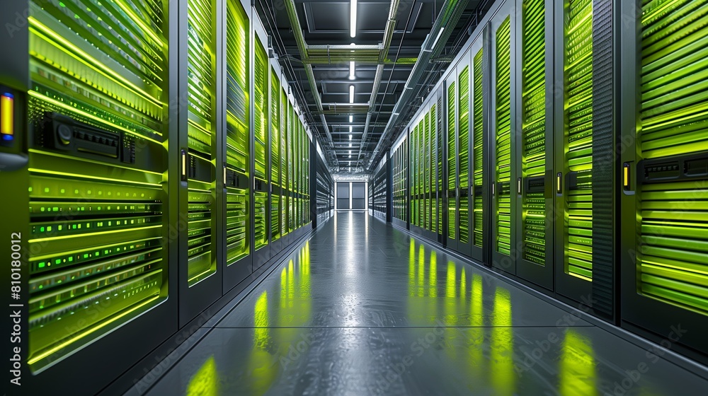 Realistic Image of a Lime Green Battery Bank in a Sustainable Energy ...