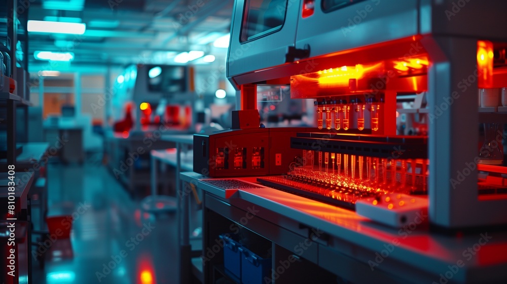 State-of-the-Art Genetic Sequencing Machine, Deep Red, in a Brightly ...
