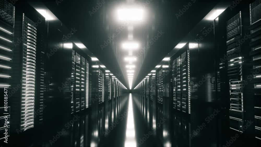 Vidéo Stock Modern working server room with rack servers. Cloud ...