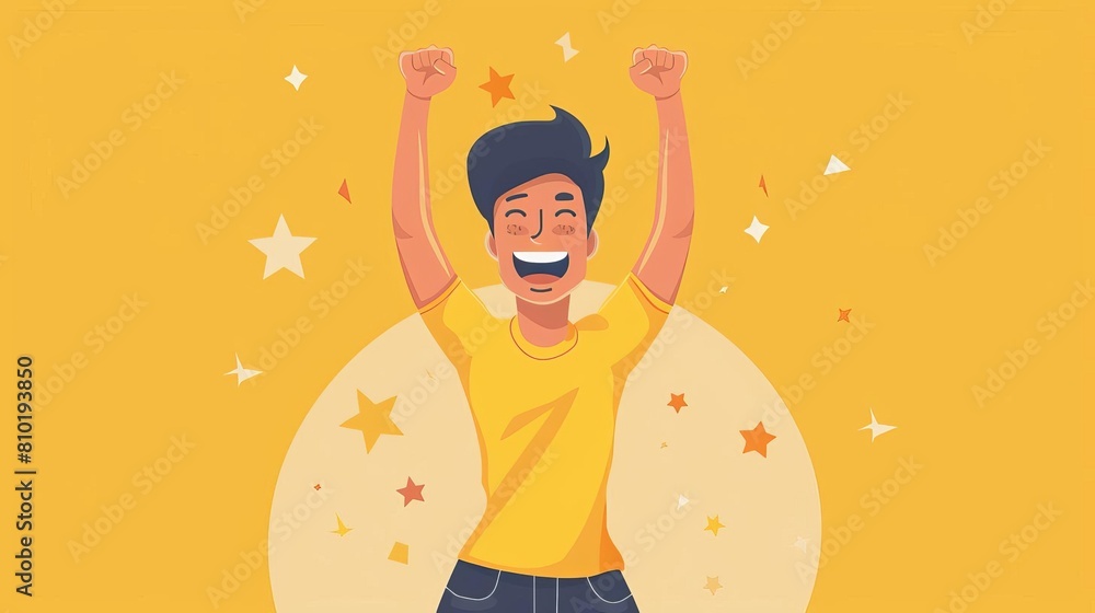 excited and happy winner mentality concept success and achievement ...