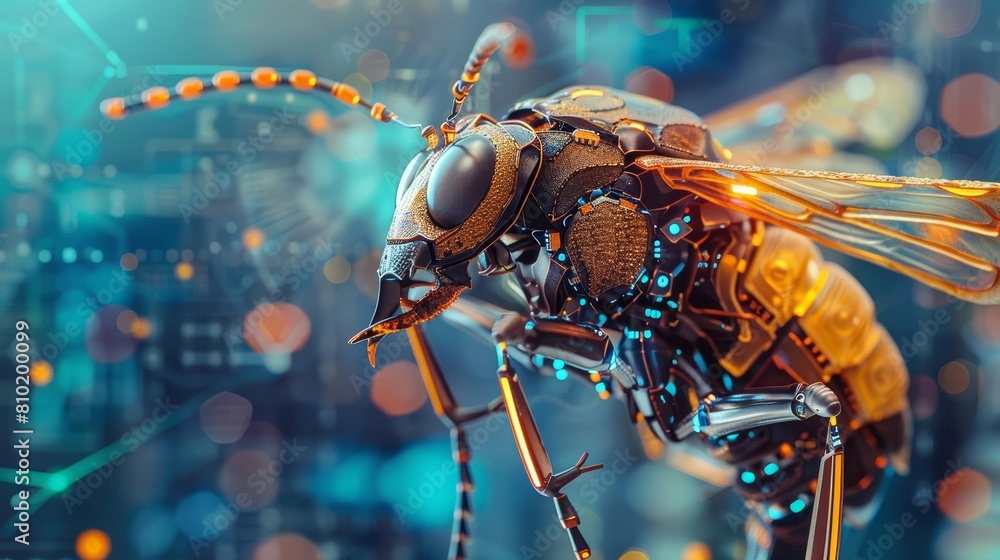 Futuristic concept of a social insect, adorned in humanlike cyber ...