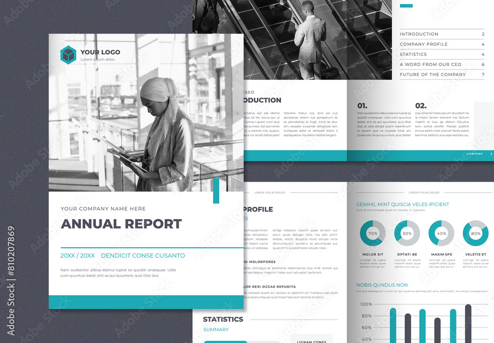 Modern and Minimal Annual Report Stock Template | Adobe Stock