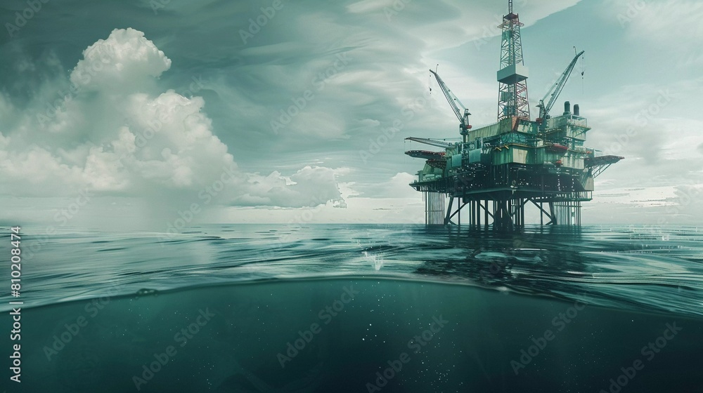 Extracting the Deep: Offshore Oil Rig Pumps Crude Oil from the Ocean ...