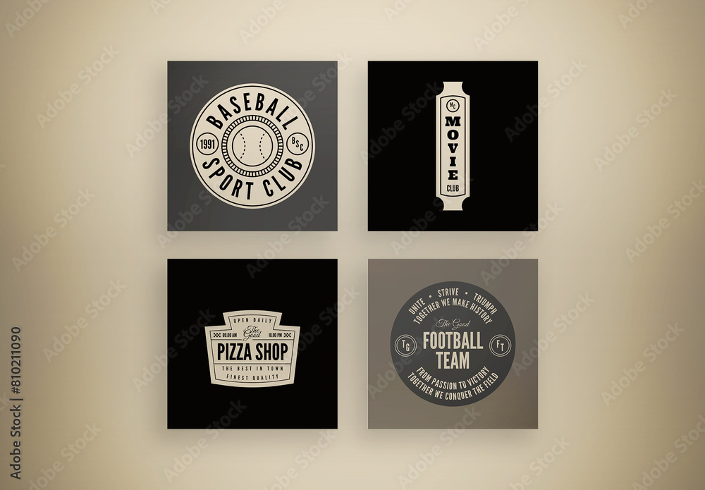 Retro and Minimal Badge Logo Set Stock Template | Adobe Stock Retro and Minimal Badge Logo Set Stock Template | Adobe Stock