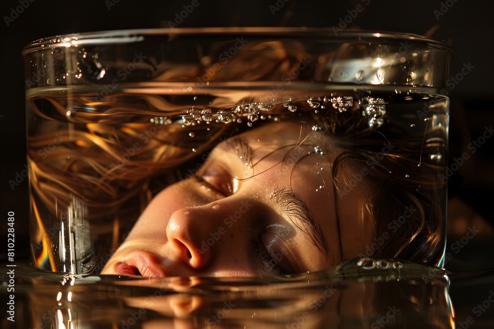 French expression "se noyer dans un verre d'eau" in an image of a ...