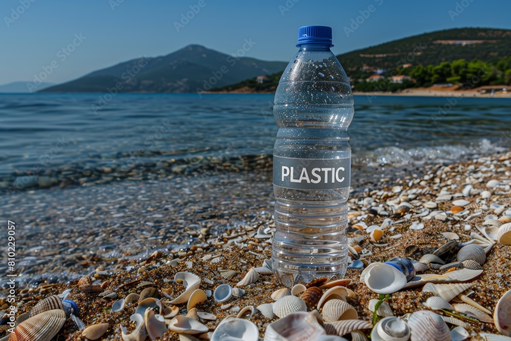Plastic Pollution on Beach with Single-Use Plastic Bottle ...
