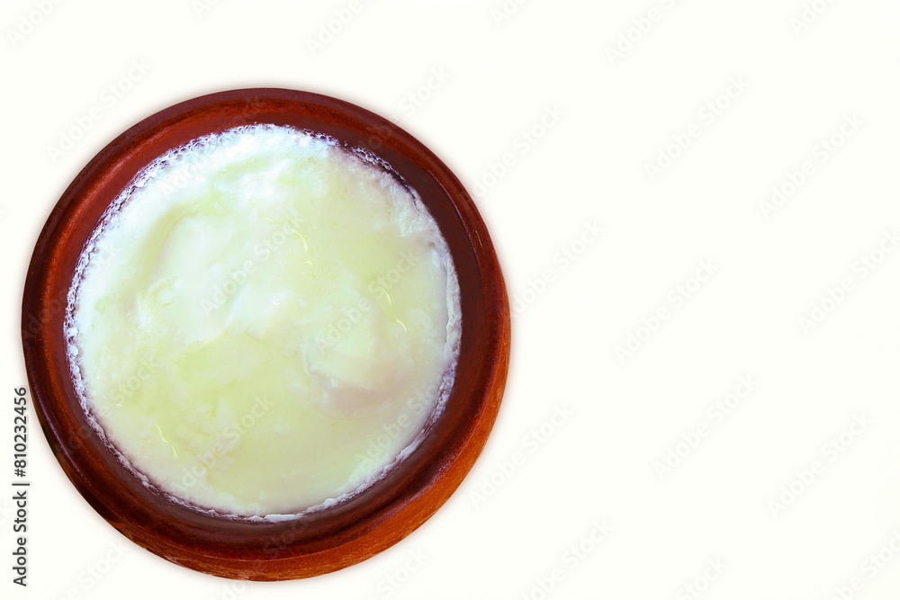 traditional indian yogurt dahi or curd,sour cream in pot,for make ...