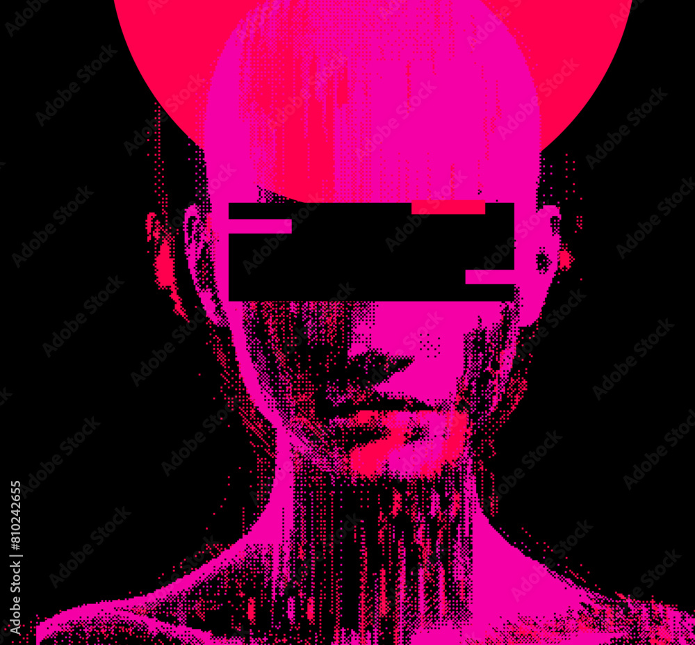 Vecteur Stock Distorted silhouette of a bald human head. Conceptual ...
