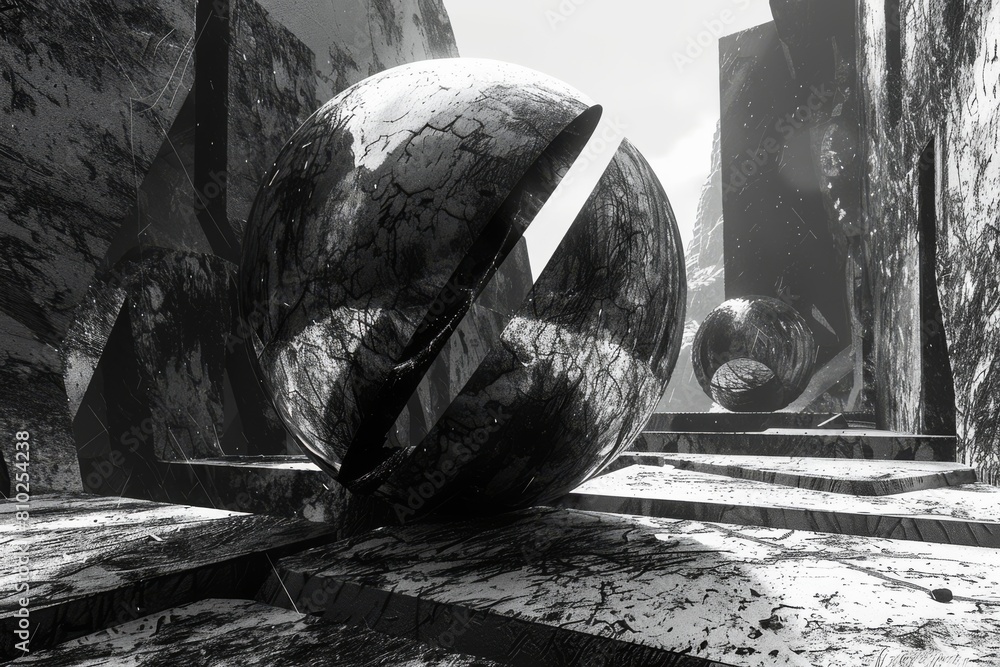 3D Geometric Galaxy, Pyramids, cylinders, Radial symmetry, Overhead ...