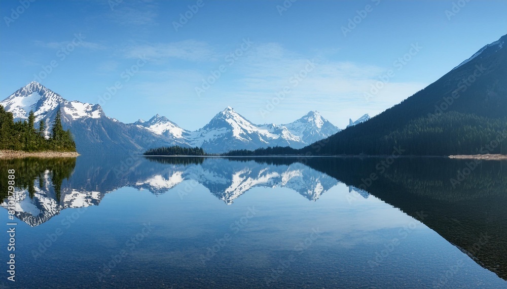 tranquil mountain reflection in water a serene landscape depicting ...