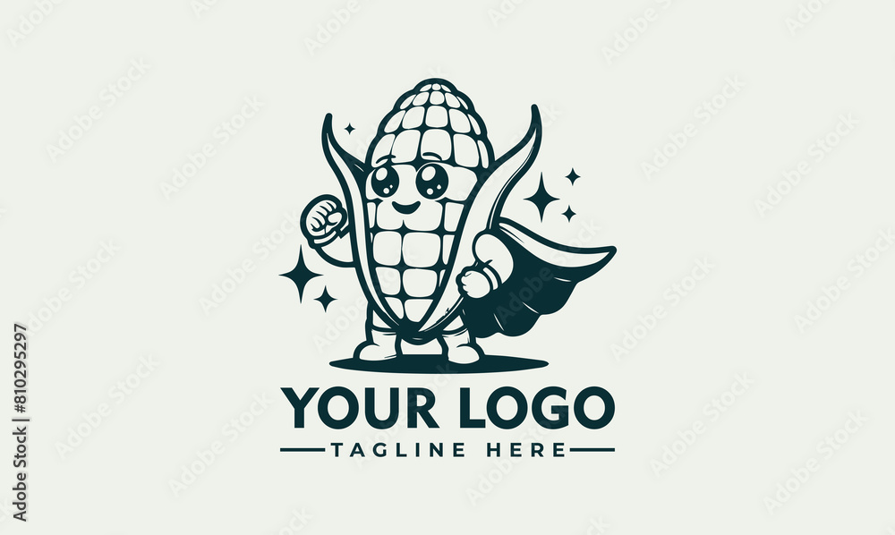 cute corn superhero vector logo design Cute corn superhero character ...