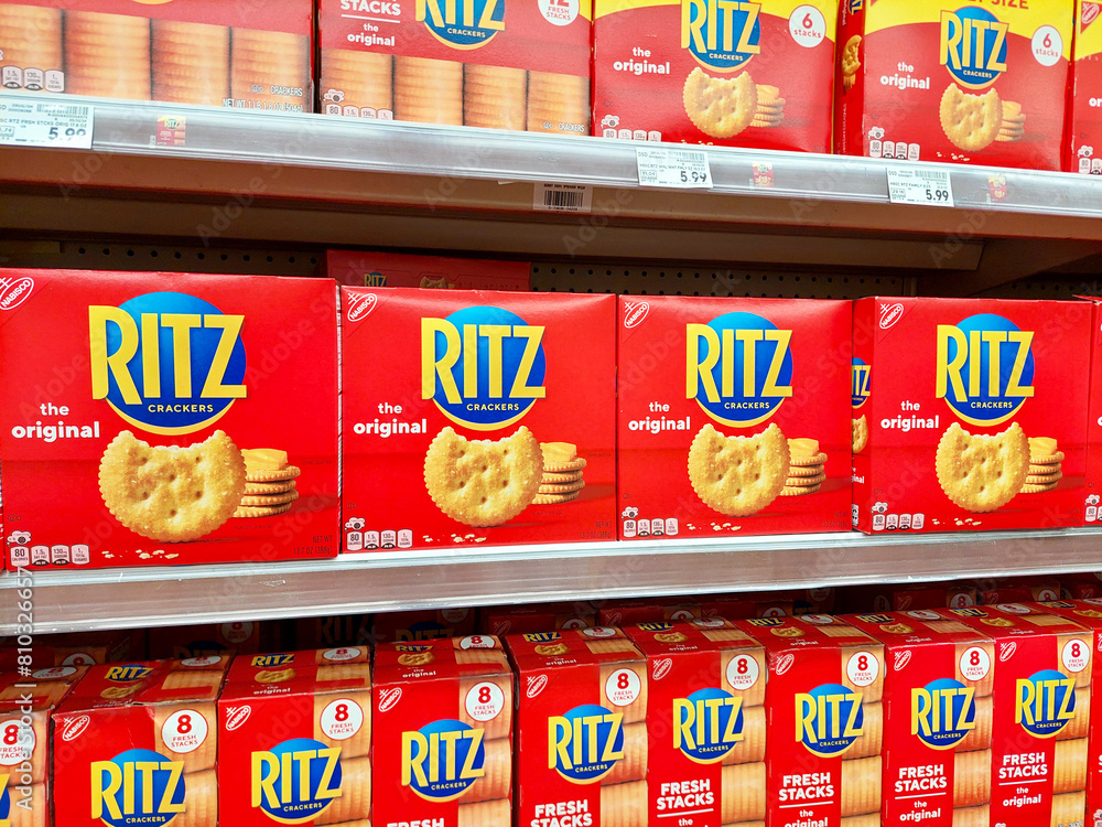 Los Angeles, California – May 9, 2024: RITZ Crackers on a shelf in a ...