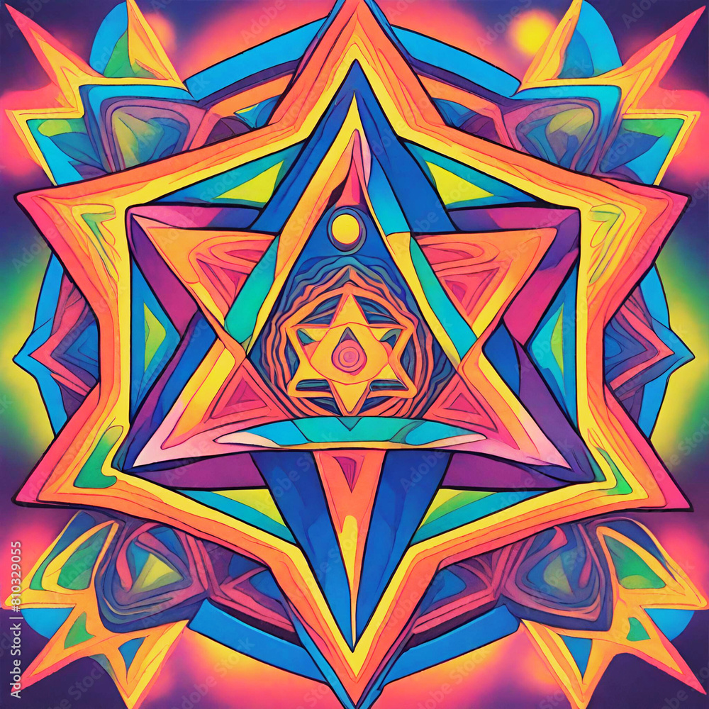 Psychedelic Rainbow Sacred Geometry Tetrahedron Triangles Spiritual ...
