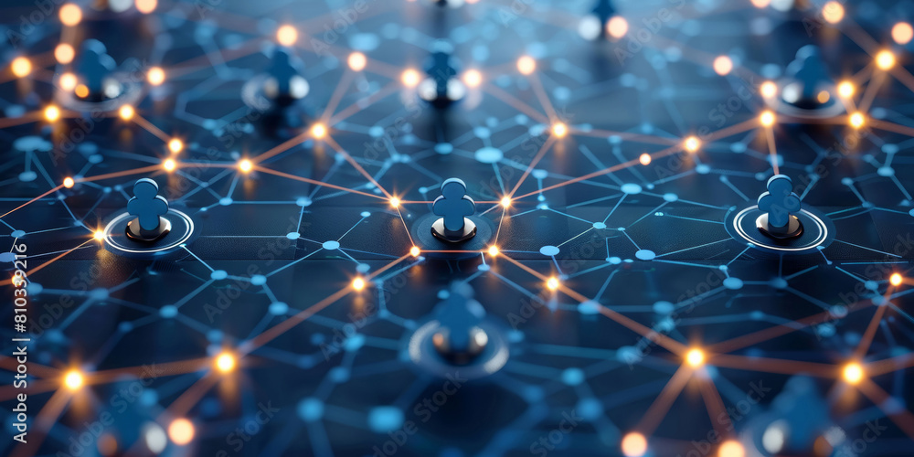 Abstract, data and network with communication for industry with lines ...