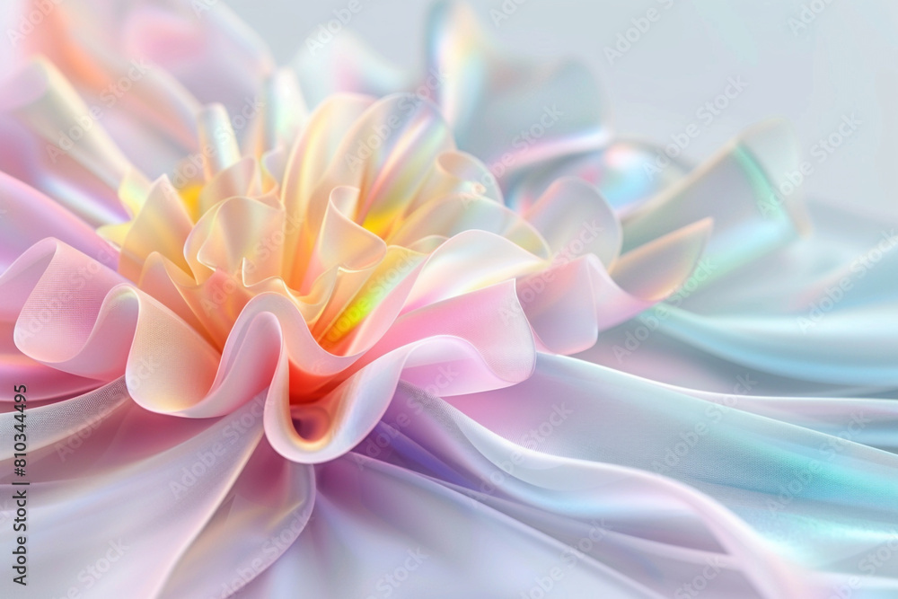 Gradient fabric in pastel colors, liquid glass collected in layers ...