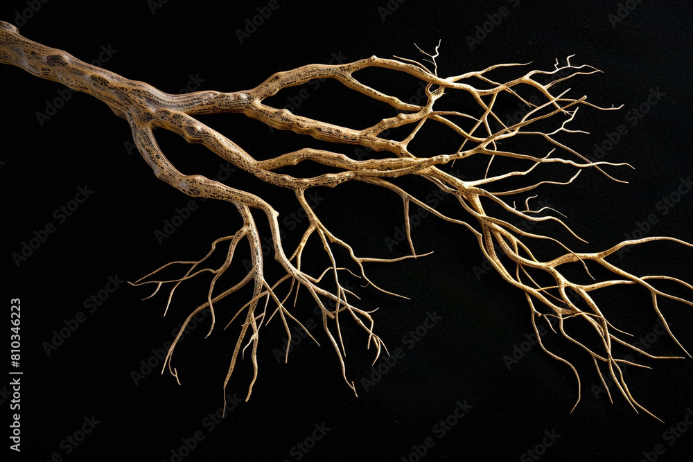 Moving growing roots on black background. Animation. Abstract animation ...