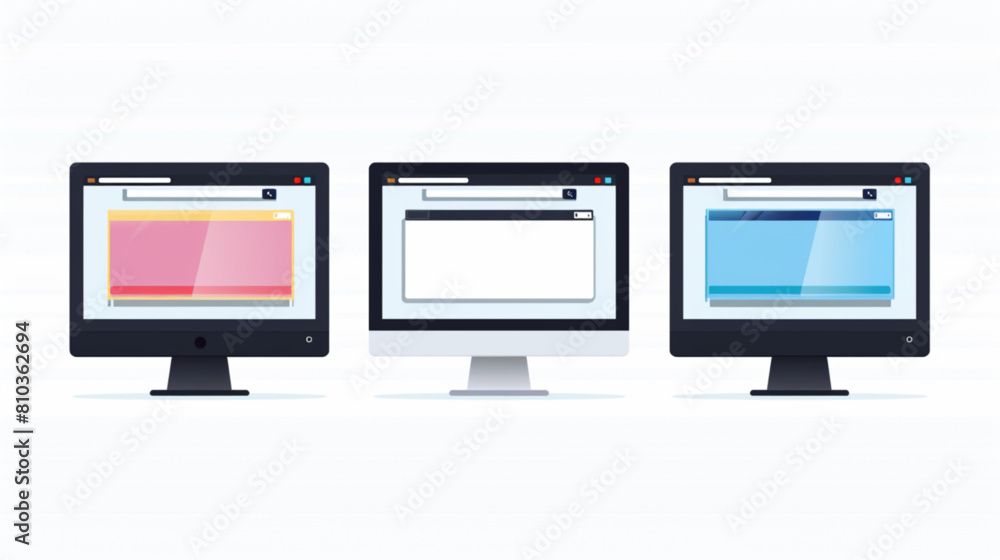 Browser mockups. Blank website window for desktop computer with tab ...