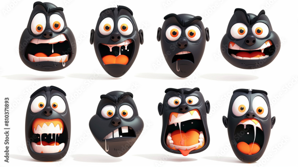 Vetor de Cartoon faces. Facial expressions for retro old style ...
