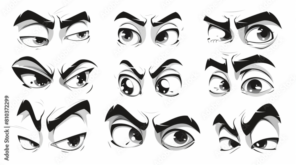 Vecteur Stock Cartoon eyes. Comic faces people eye and eyebrow ...