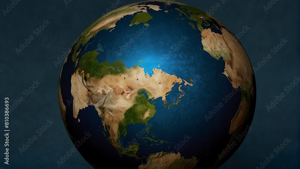 Earth map in the night Round World Shape Blue and Black Background ...