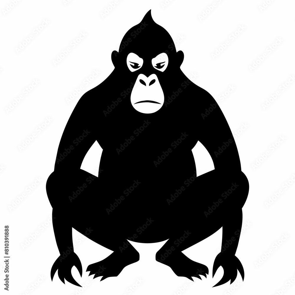 Ape vector silhouette, black color silhouette, white backgrounds (1 ...