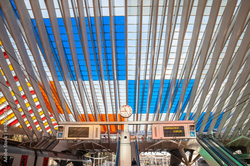 LIEGE, BELGIUM - NOVEMBER 9, 2022: Platform of Liege Guillemins train ...