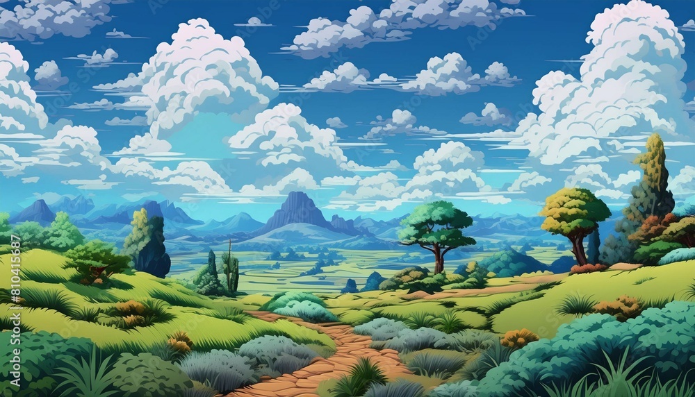 pixel art seamless background with sky and ground Stock Photo | Adobe Stock