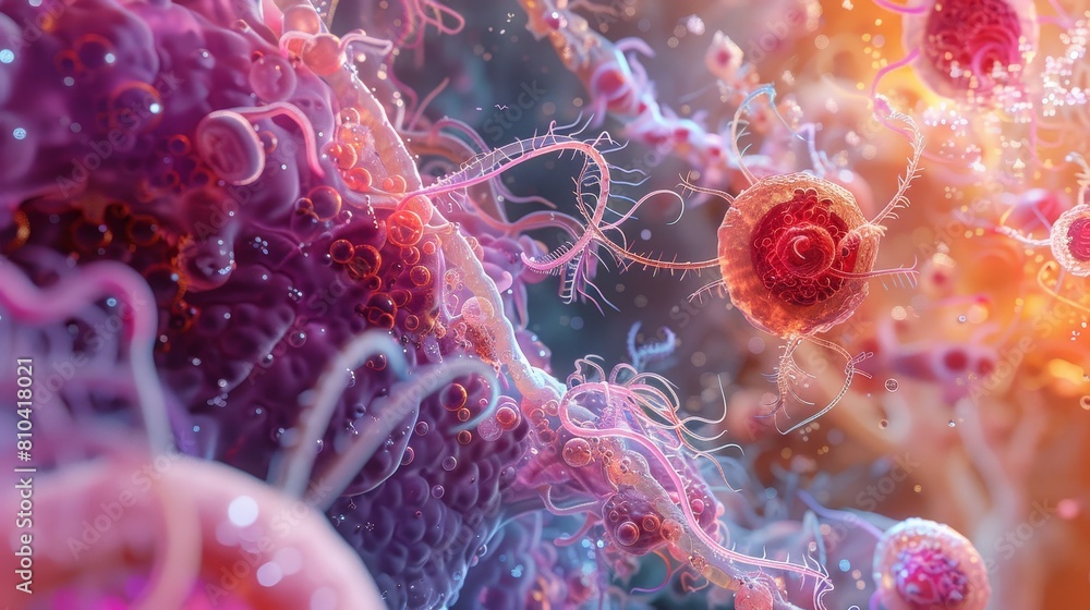 Microscopic view of parasitic protozoa species attaching to host cells ...