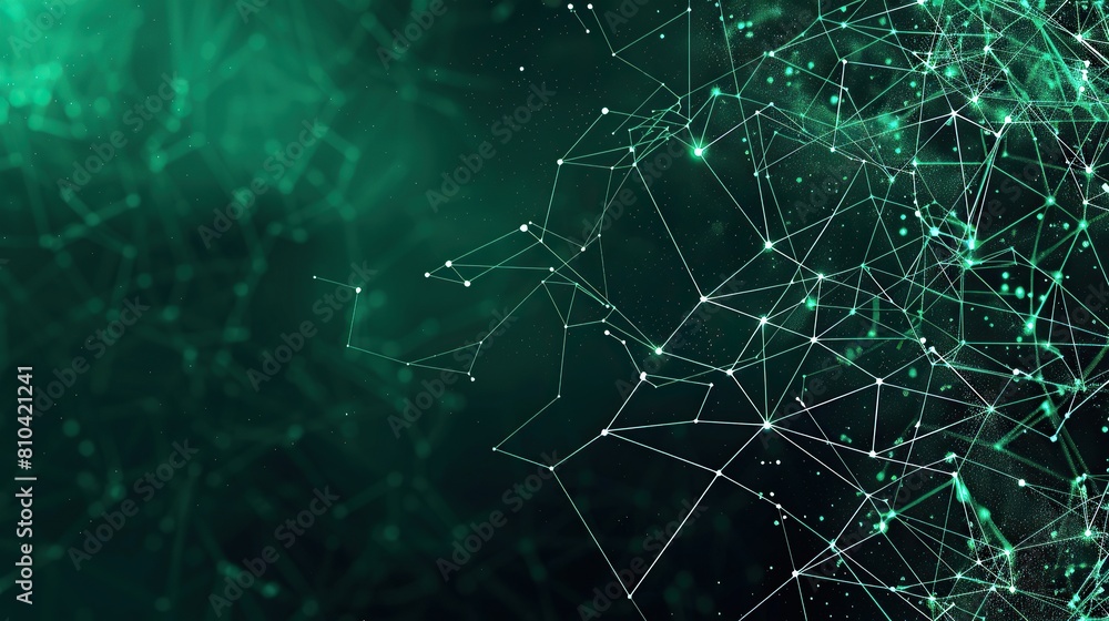 A deep emerald green plexus network with interconnected nodes and lines ...