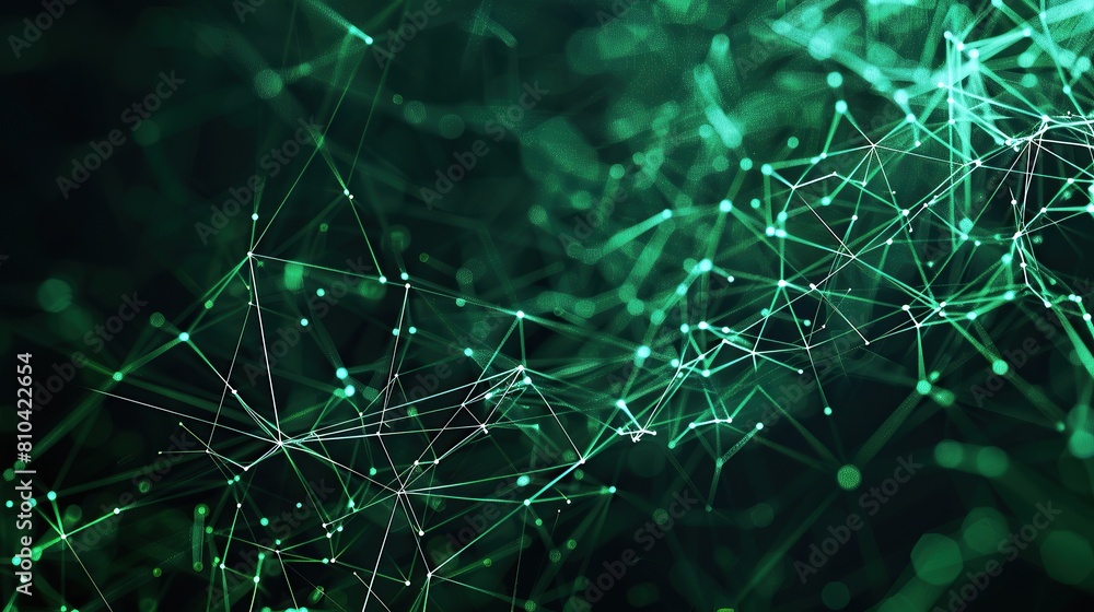 A deep emerald green plexus network with interconnected nodes and lines ...
