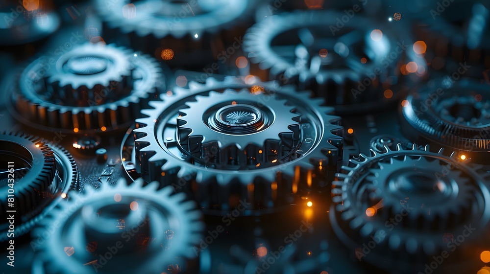 Interconnected gears and cogs in motion, symbolizing the mechanics ...