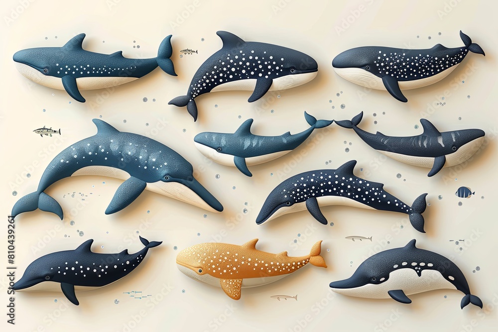 Oceanic Icons: A Dive into Aquatic Animal Diversity Stock Illustration ...