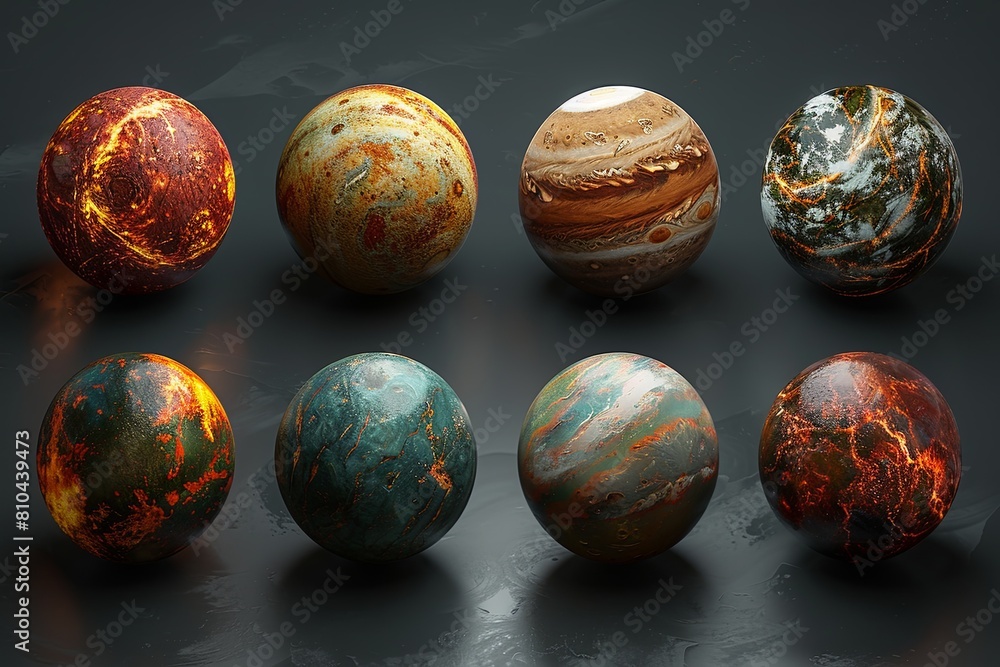 Solar System Planet Icons Collection: Celestial Symbols of Planetary ...