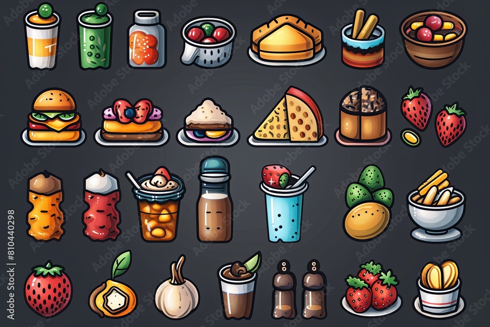 Epicurean Delight: A Comprehensive Set of Food Icons Celebrating World ...