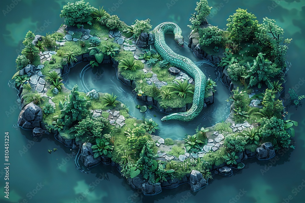 Isometric Slither: Artistic Level Design with Marked Areas featuring a ...