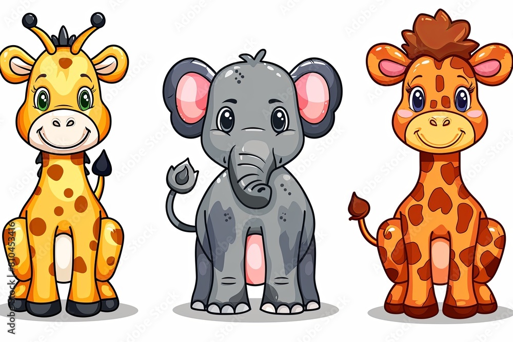 Expressive Stylized Animal Characters Clipart with Bold Outlines ...