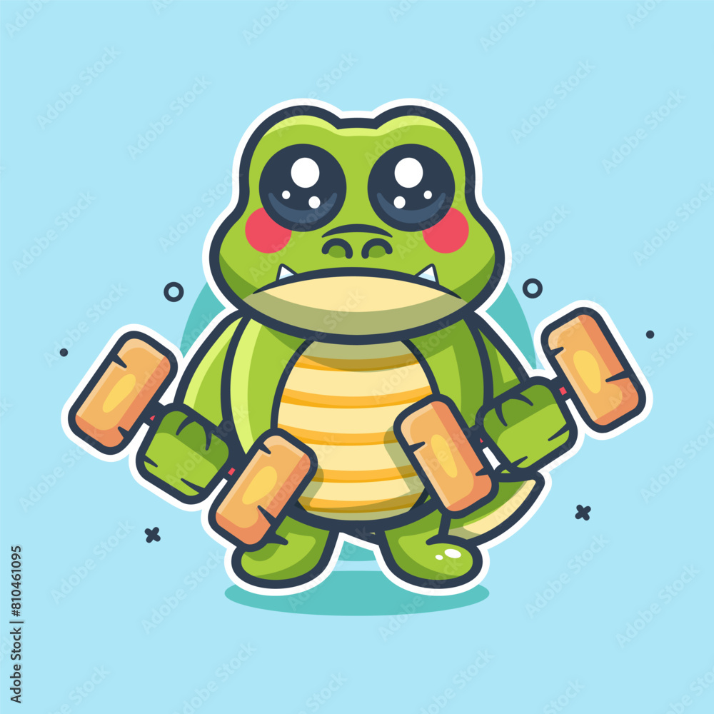 serious crocodile animal character mascot doing bodybuilding using ...
