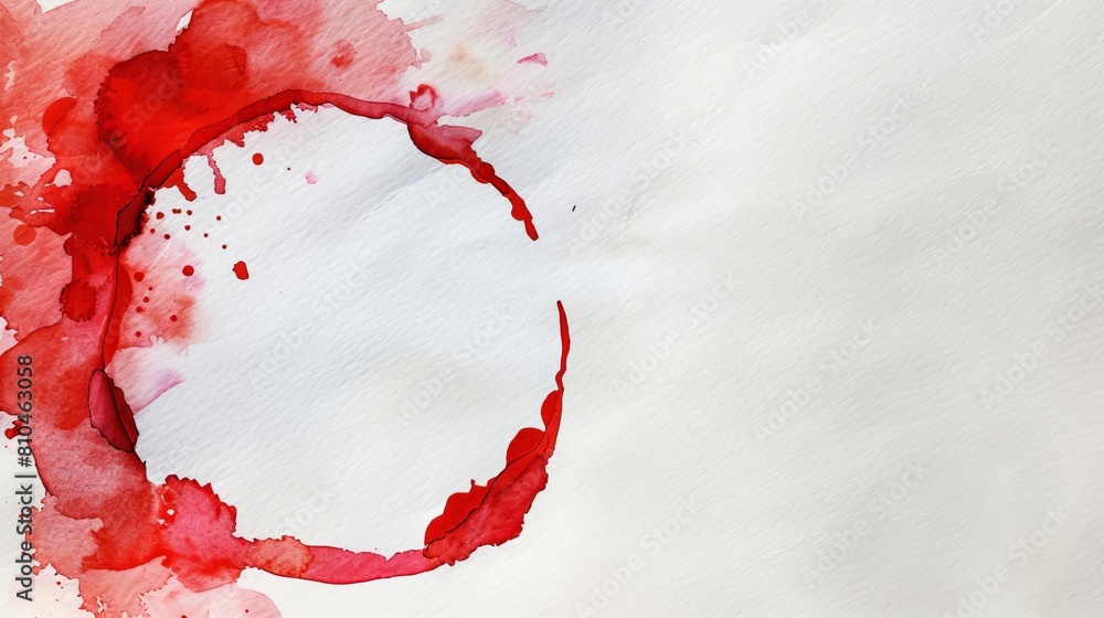 vibrant red wine stain ring on white paper abstract watercolor ...