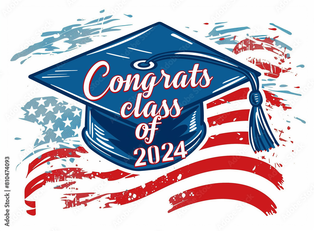 Congratulating сelebratory banner in the colors of the American flag ...