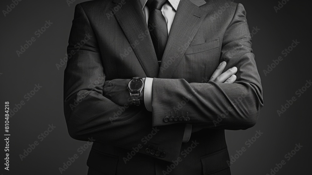 Produce an image of a male business leader in a charcoal grey suit ...