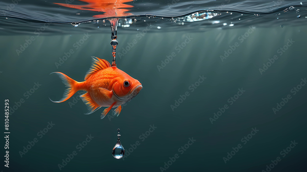 Mystical Transition: Droplet Transforms into Fish, Creating Soft Ripple ...