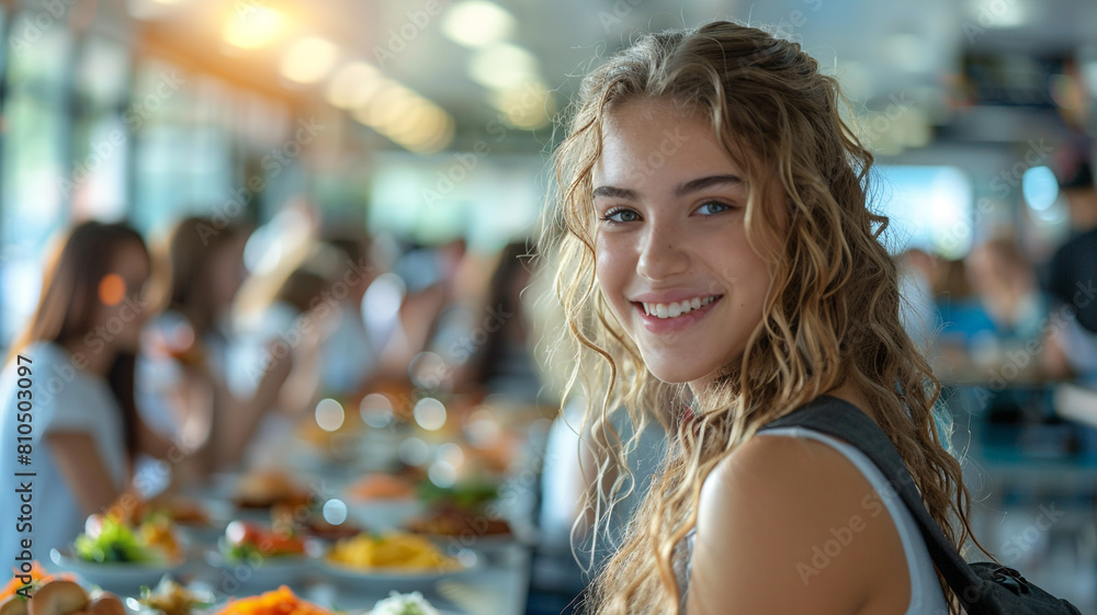 Cheerful happy cute funny students kids eat in school cafeteria, dining ...
