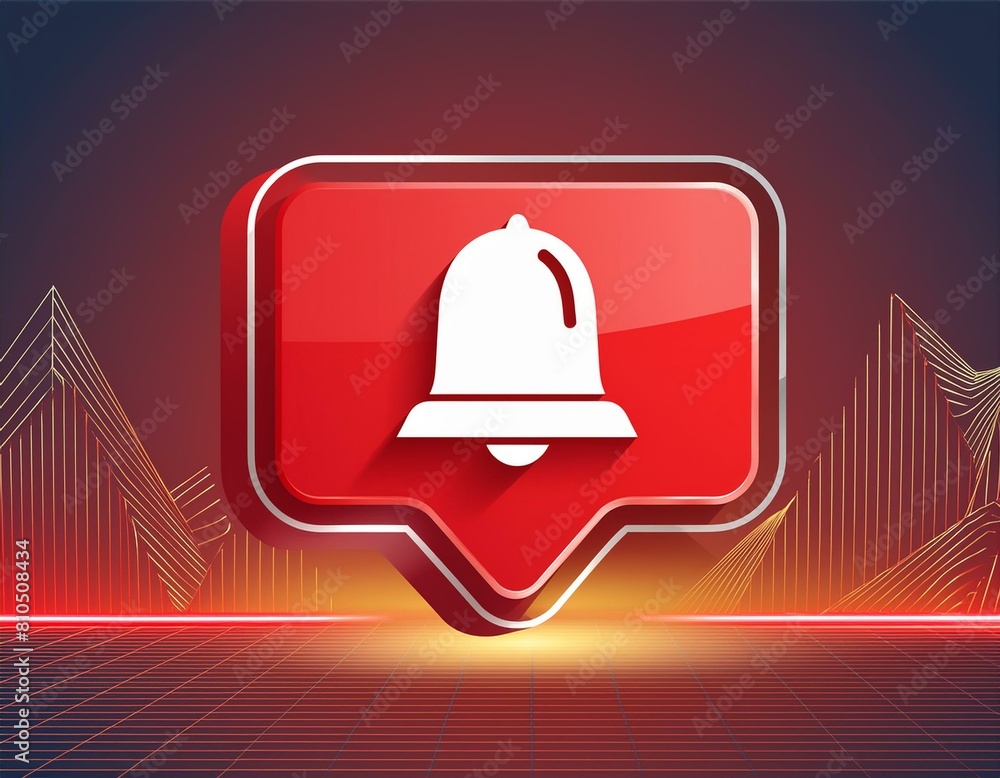 Red notification reminder icon chat message of attention alert alarm ...