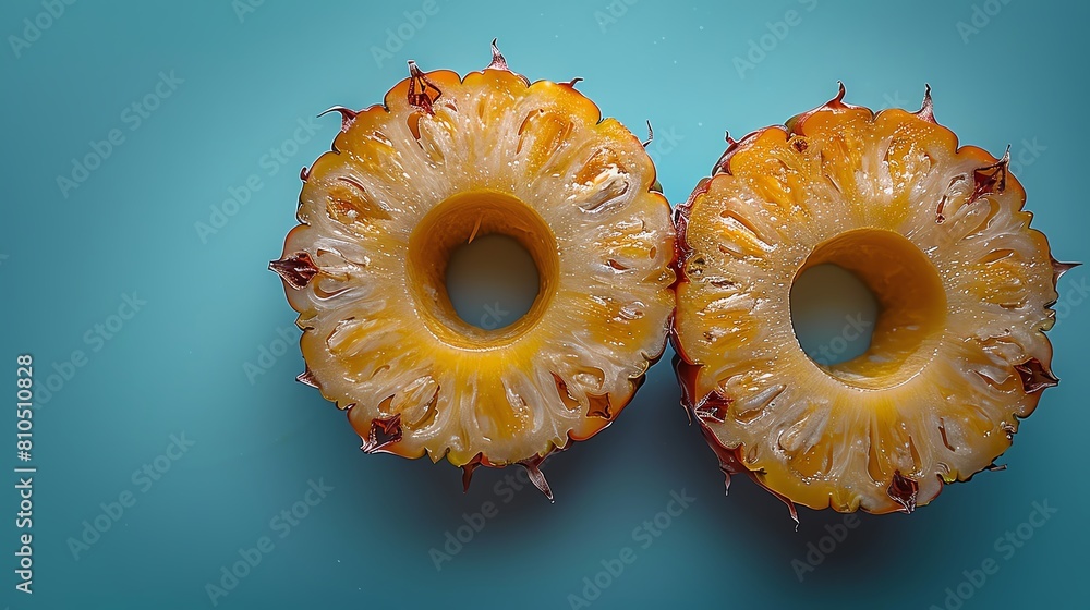 Foto de Levitating pineapple rings, circular pattern, light blue ...